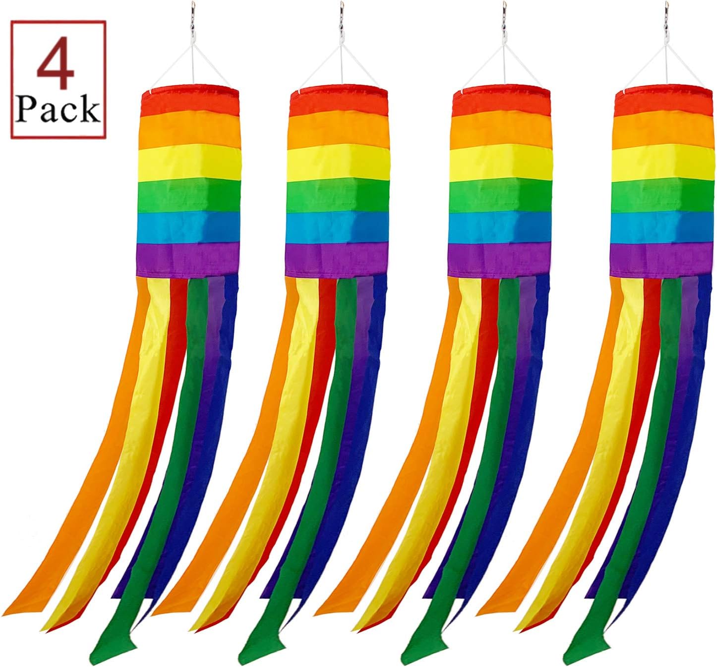 Amazon.com : PINCHUANG 40 Inch Rainbow Column Windsock Flag - 4Pcs ...
