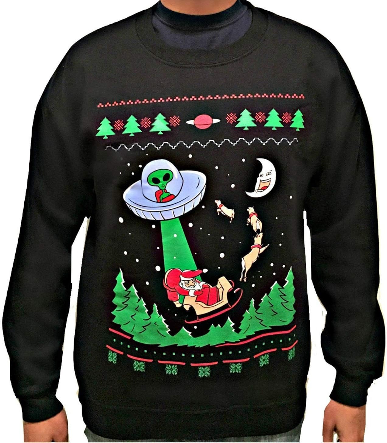 Alien Invasion - Ugly Christmas Sweater (Black, Small): Amazon.in ...