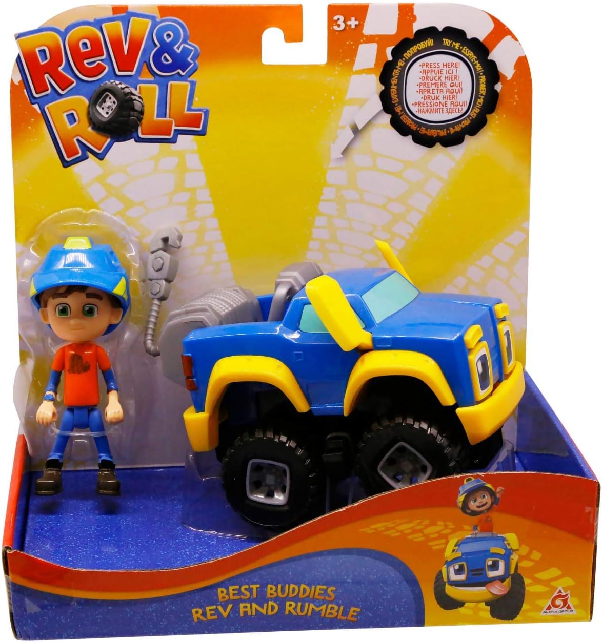 REV & ROLL – BEST BUDDIES CAR TOY – 17cm Rumble Vehicle with Mechanical ...