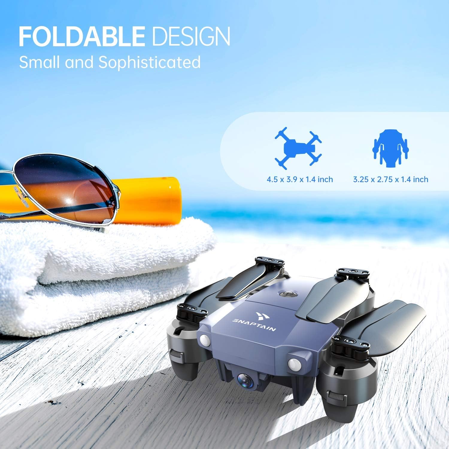 SNAPTAIN A10 Mini Foldable Drone with 720P HD Camera FPV WiFi RC ...