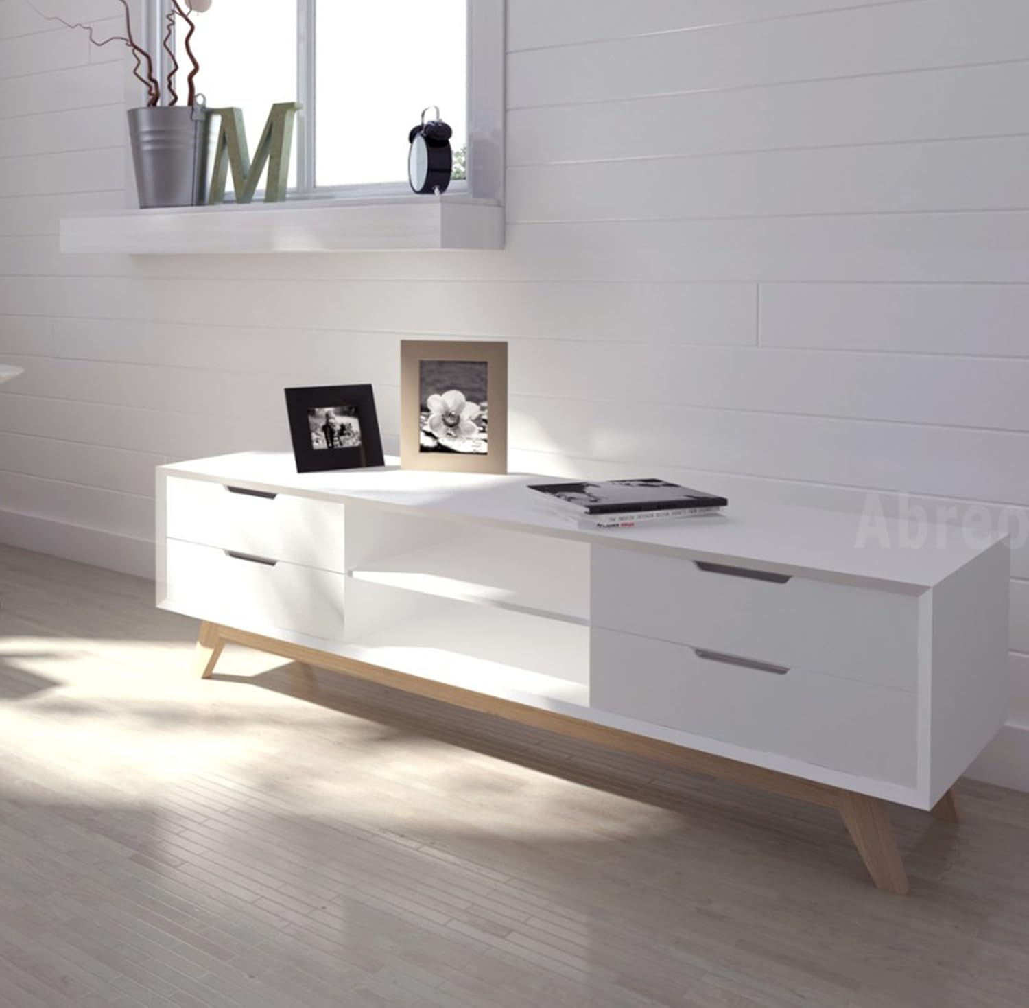 New Modern Scandi TV Unit White Television Stand: Amazon.co.uk: Electronics