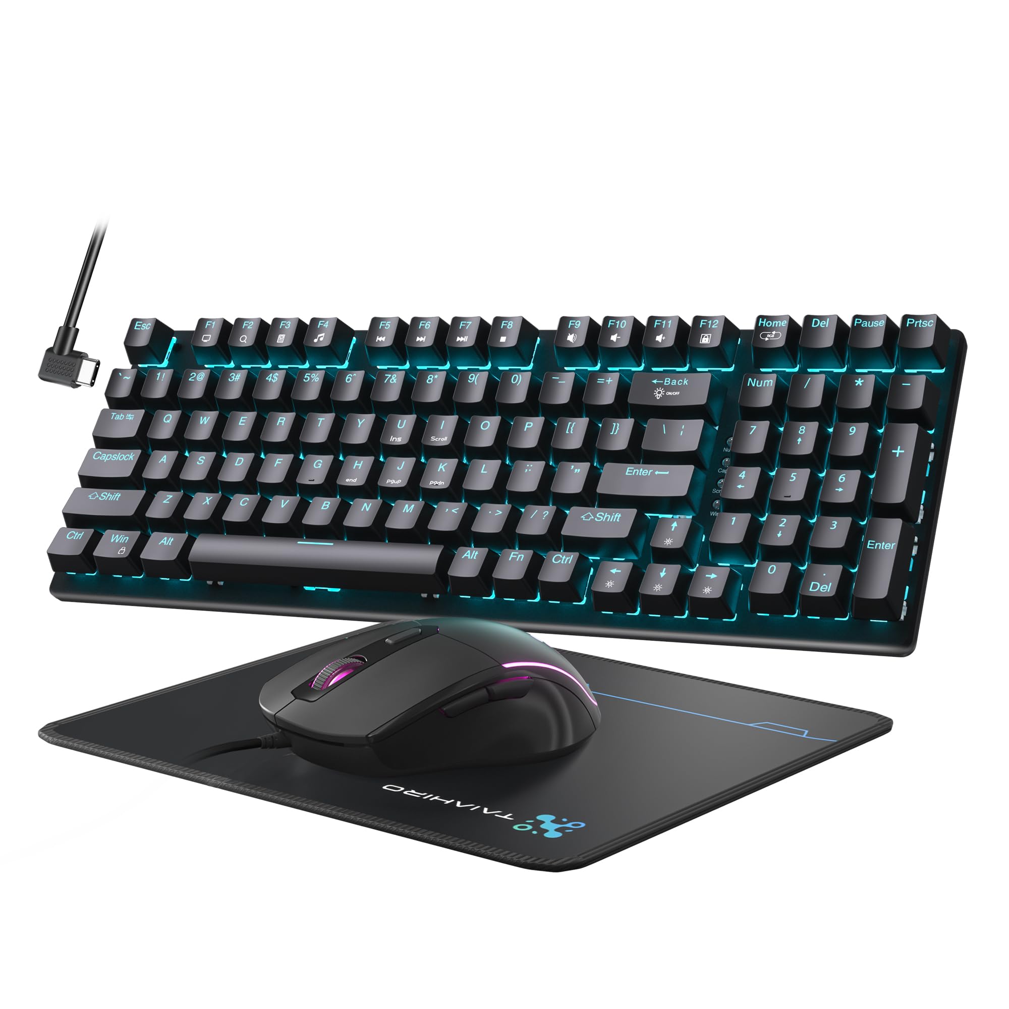 Mechanical Gaming Keyboard and Mouse, 98 Keys LED Backlit Keyboard with ...