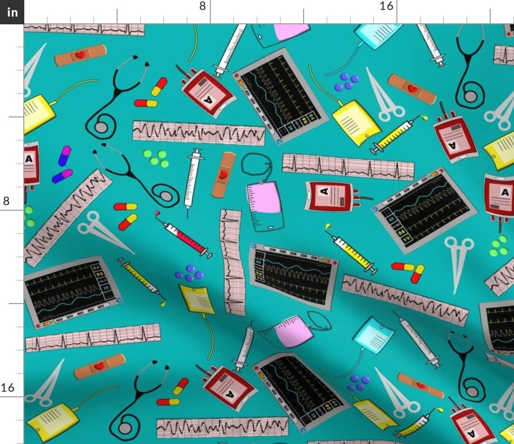 Amazon.com: Spoonflower Fabric - Nurse Theme Cardiac Registered Tools ...