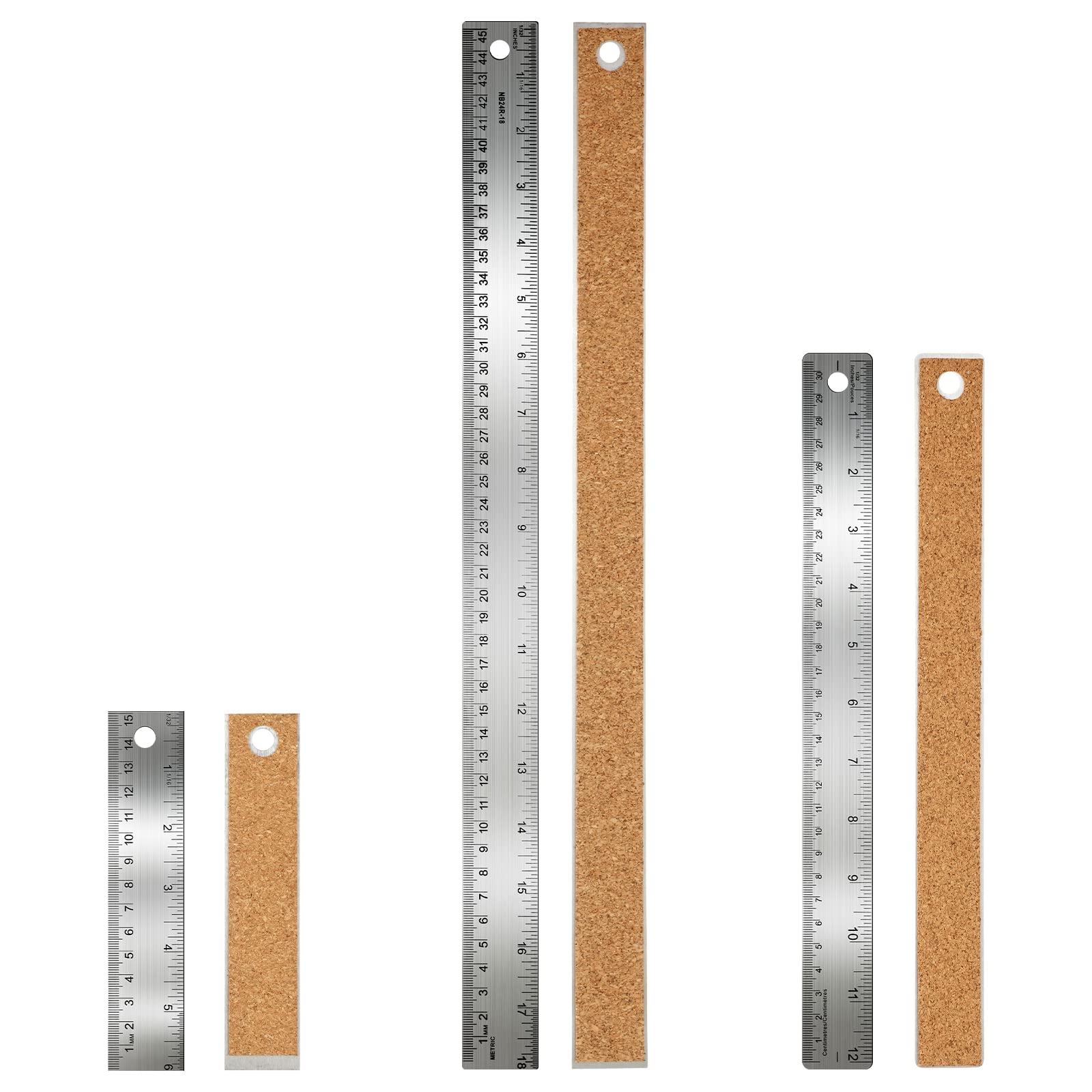 Frienda Metal Ruler with Cork Backing 6/12/18 Inch,Stainless Steel ...
