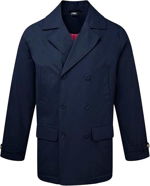 Cotton Traders Mens Reefer Coat Jacket Double Breasted Inner Pocket ...
