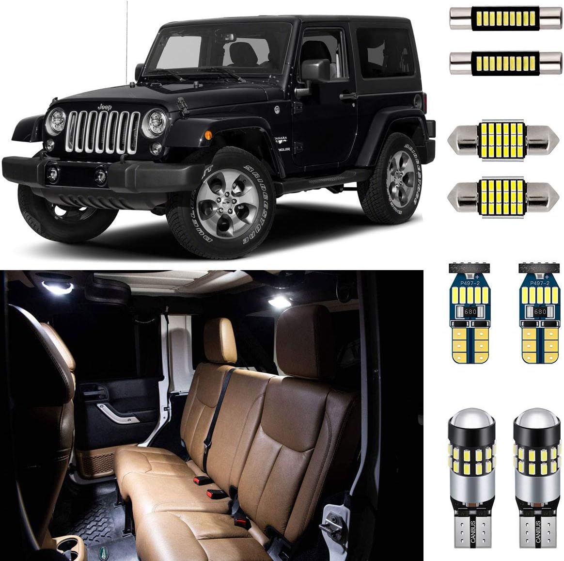 Amazon.com: AUTOGINE 7 Piece CANBUS LED Interior Light Kit for Jeep ...