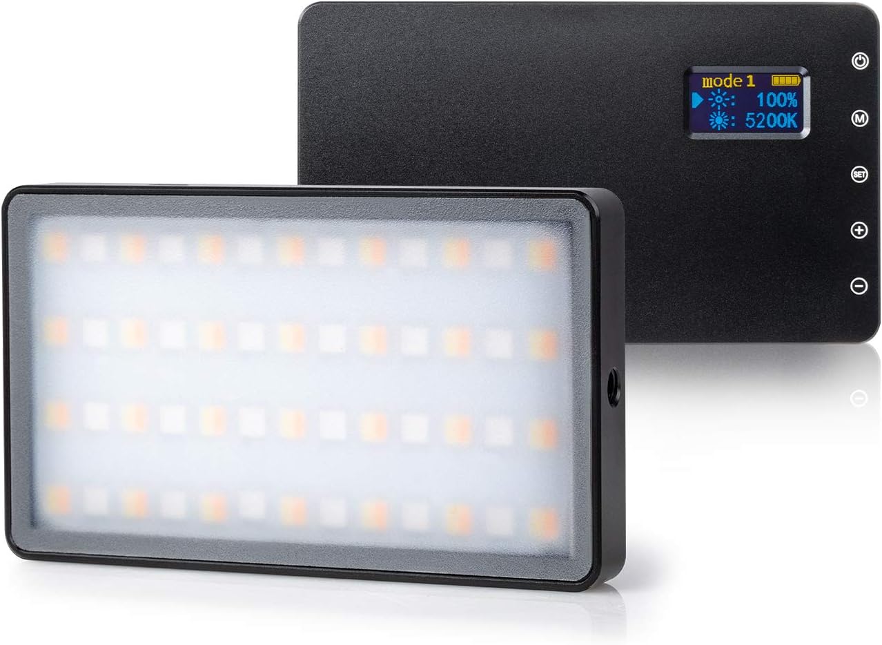 RGB Video Light Adjustable 360° Full Color LED Camera Light, Dimmable ...