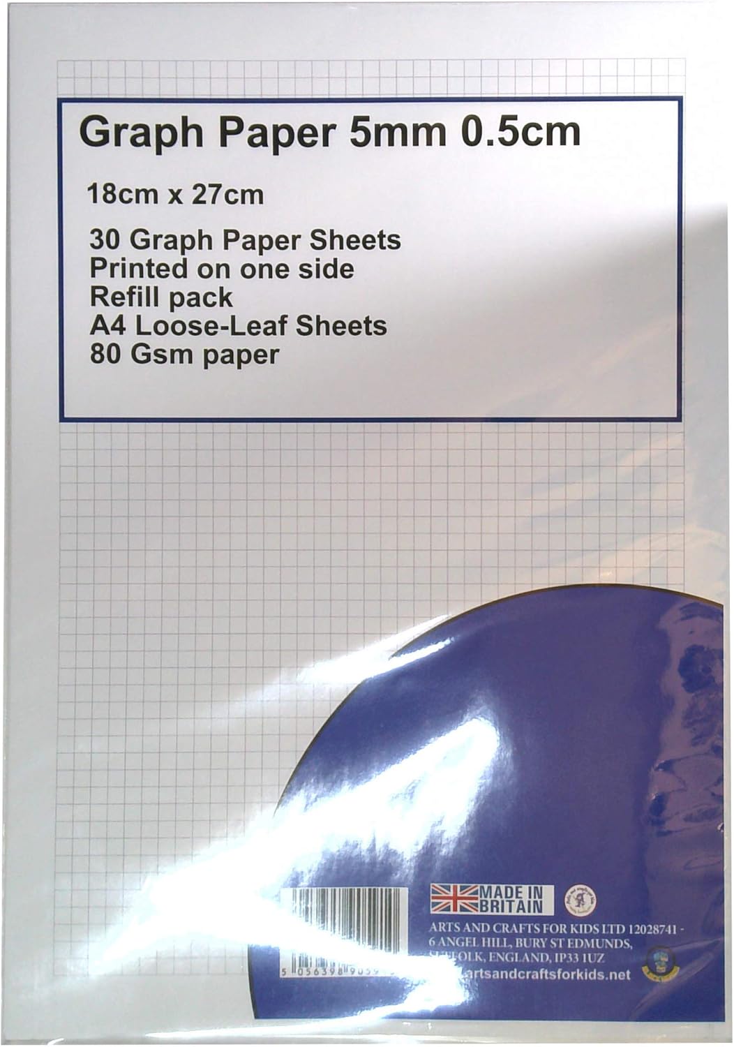 Graph Paper 5mm 0.5cm 30 Graph Paper Sheets Printed On One Side Refill ...