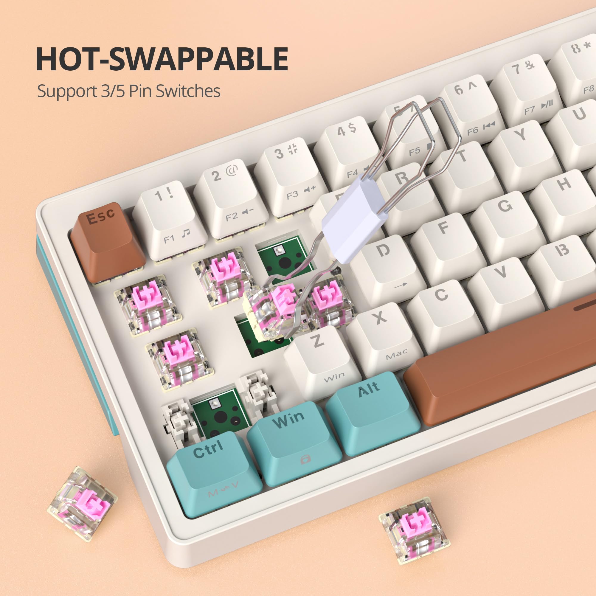 Mua 65% Percent Keyboard Hot-Swappable, 68 Keys Mechanical Gaming ...
