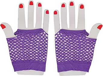 Amazon.com: Neon Fishnet Fingerless Wrist Gloves Party Accessory ...