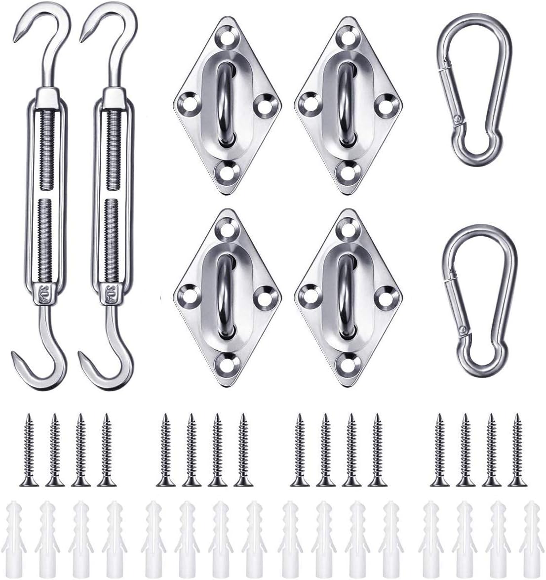 Heavy Duty Sun Shade Sail Fixing Kit for Garden Square, Triangle and ...