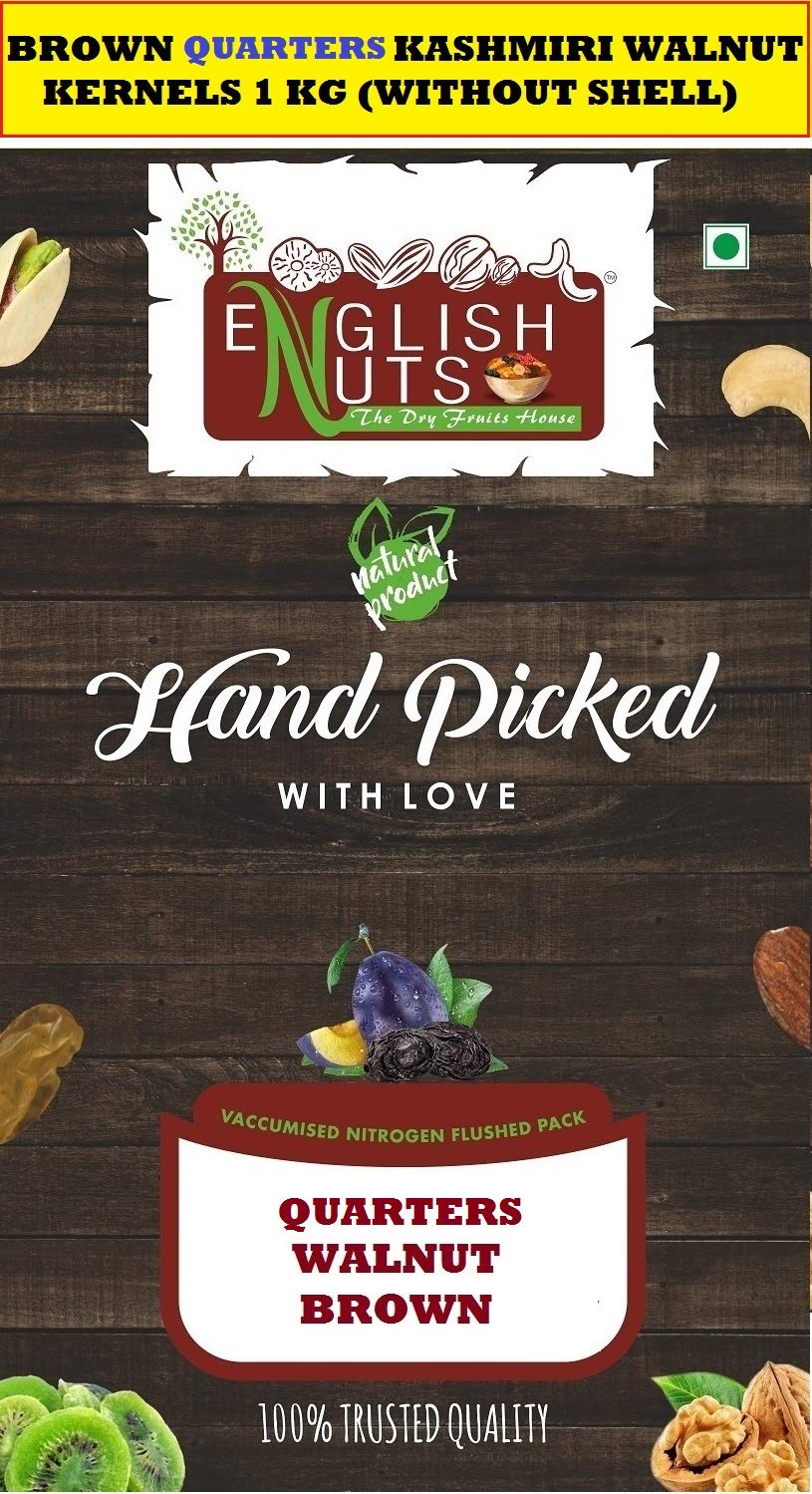 ENGLISH NUTS Walnut Quater Organic Giri 1 KG Pack of 4 X 250 GMS Each ...