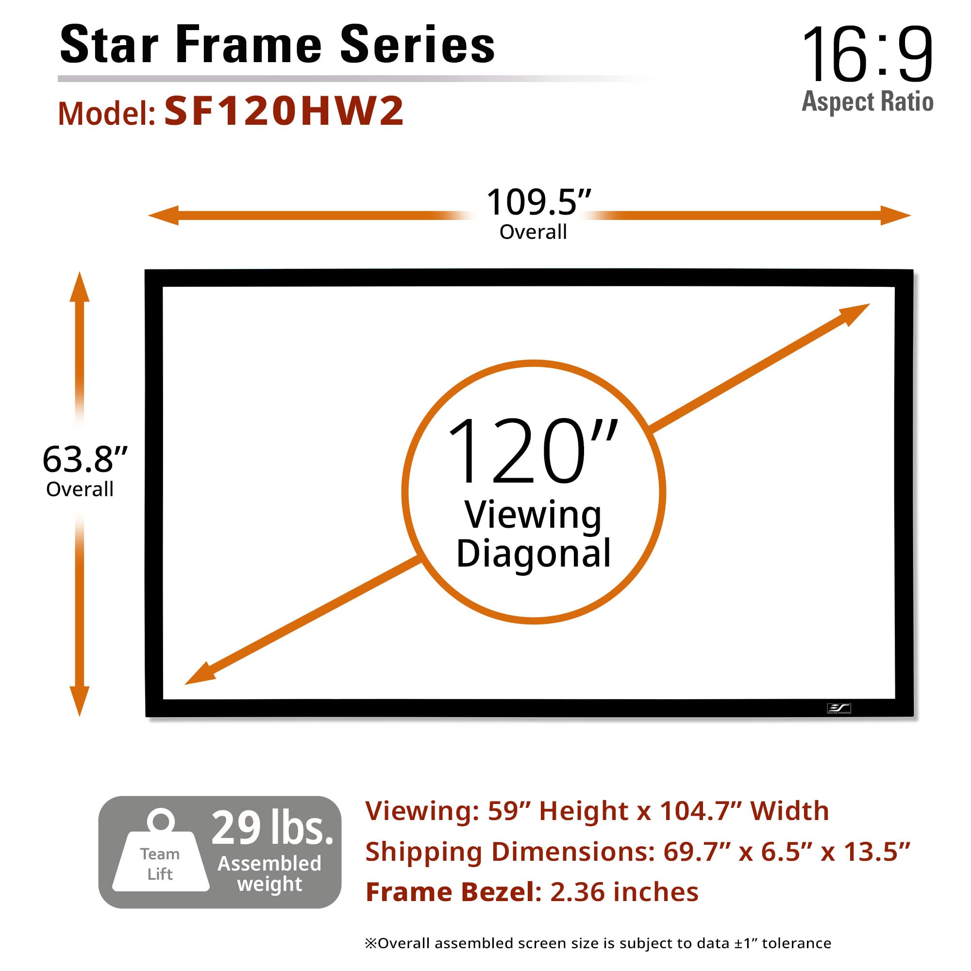 Mua Elite Screens 120" Wall Mount Fixed Frame Projector Screen Diagonal ...