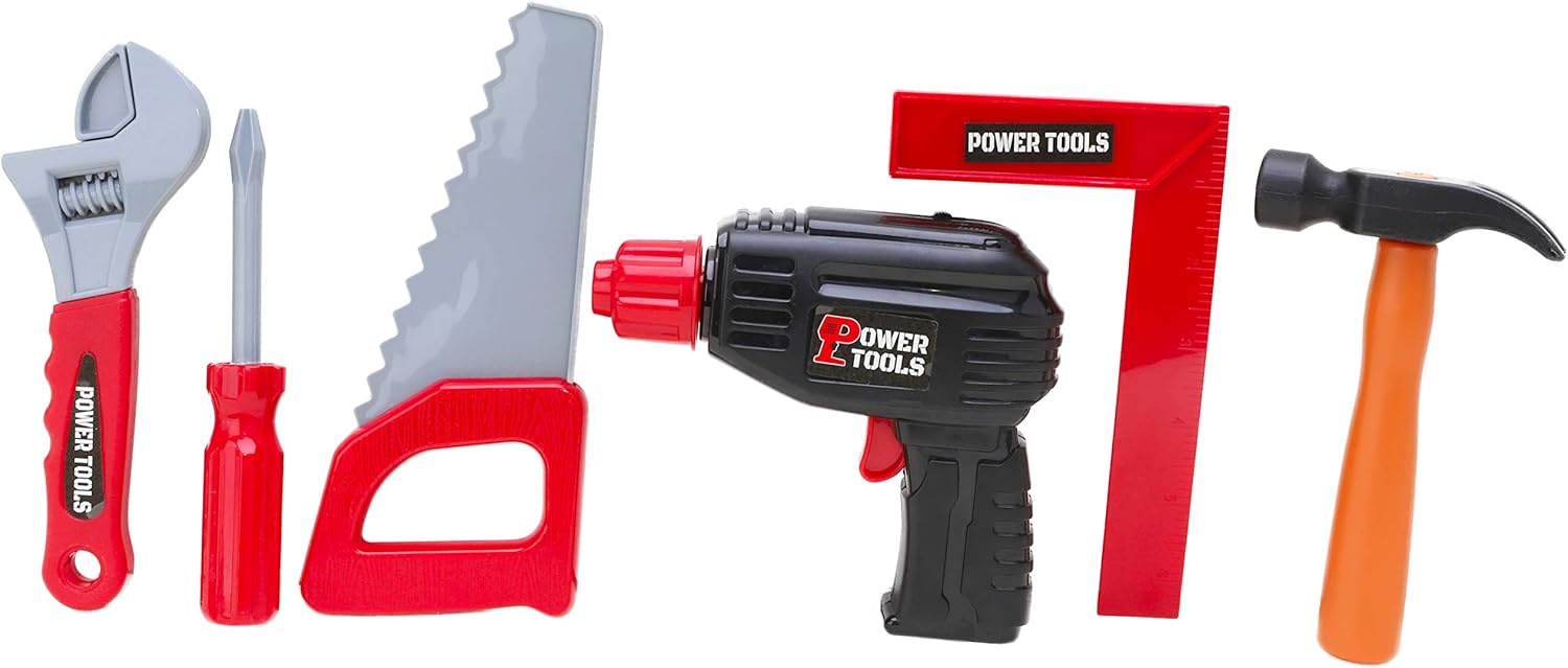 Toyland® 40 Piece Pretend Play Toy Tool Box with Tools Included – Power ...