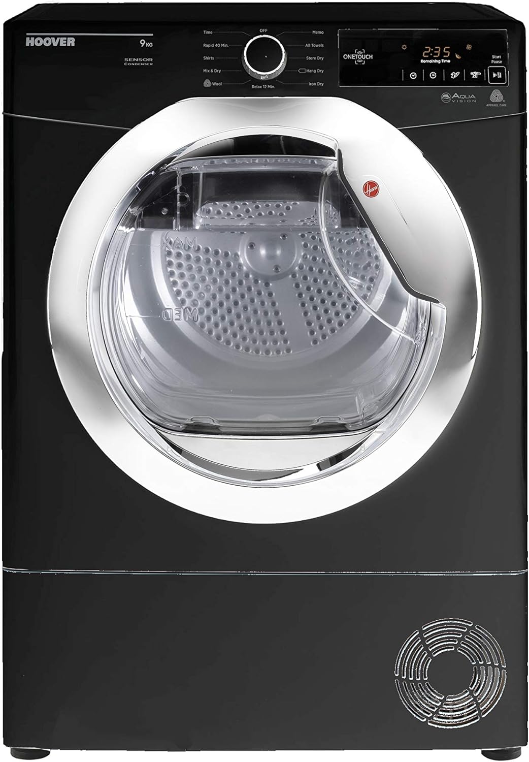 Hoover DX C9TCEB Freestanding Condenser Tumble dryer with Aquavision, NFC Connected, 9Kg Load ...