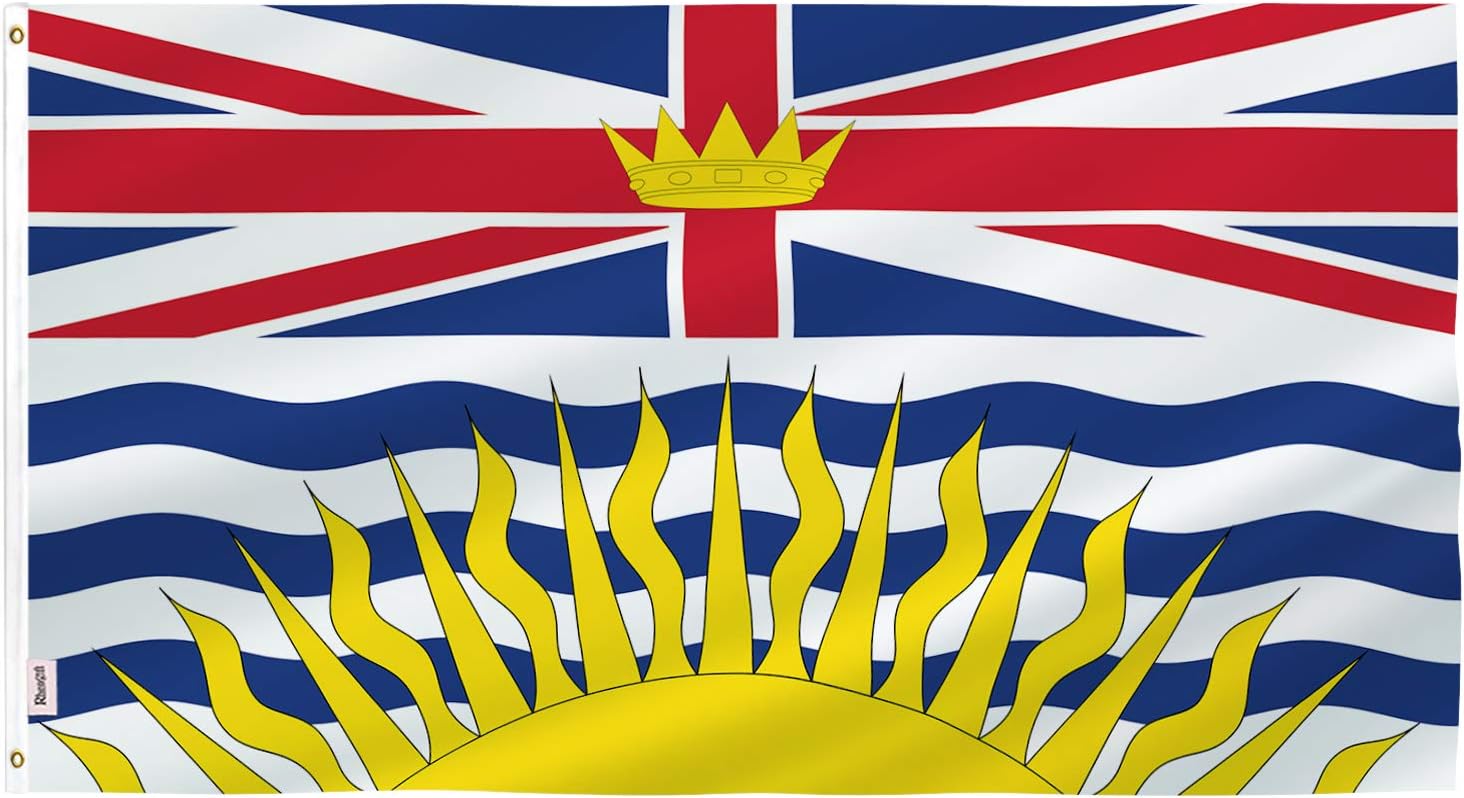 British Columbia Flag 3x5ft Coated Nylon Spinning Canadian Province ...