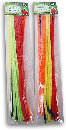Amazon.com: Rainbow Fuzzy Craft Sticks Pipe Cleaners - 50 Count - 12 ...