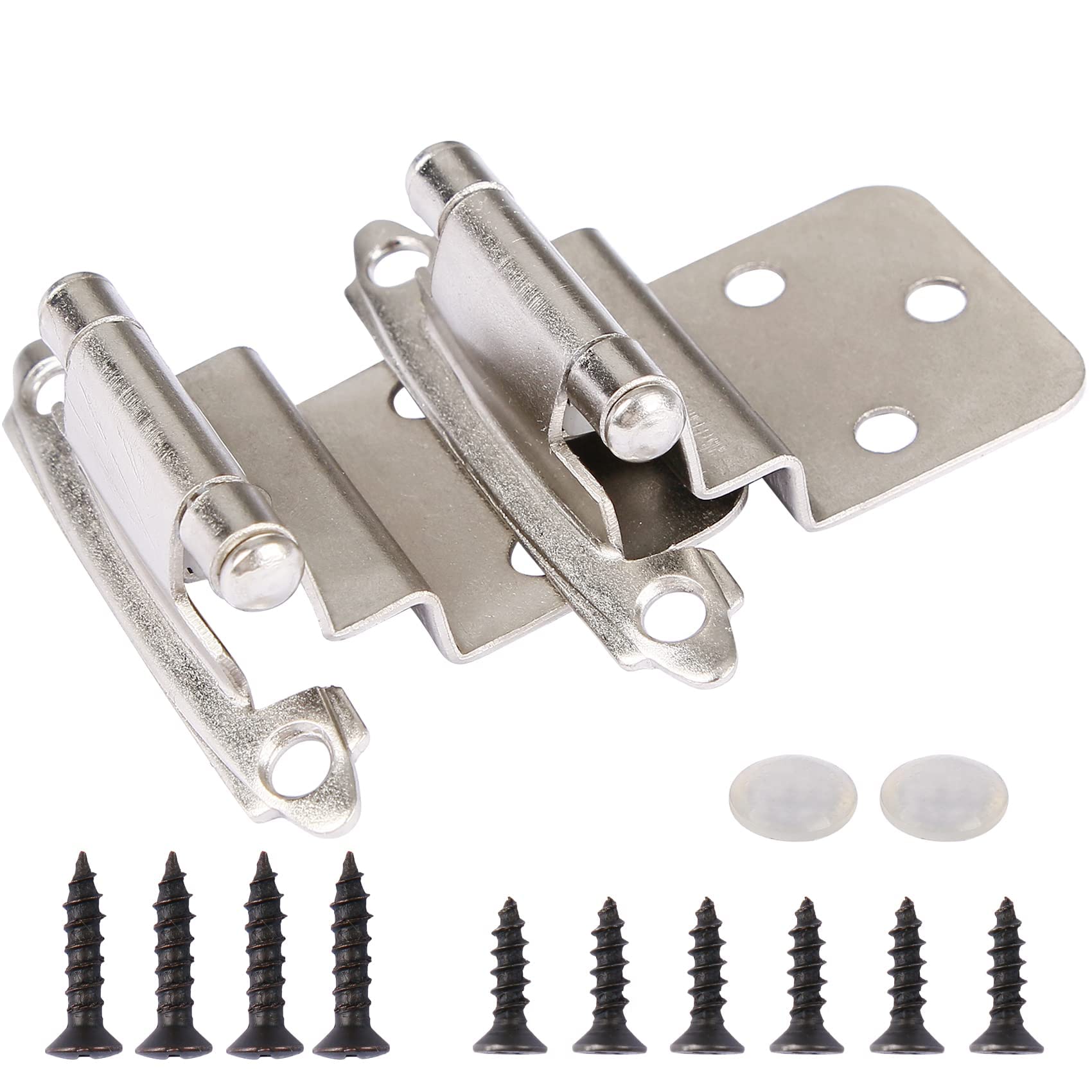 30 Pack Brushed Nickel Cabinet Hinges Satin Nickel 3/8 Inch Overlay ...
