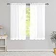 Amazon.com: Karseteli Semi Voile White Sheer Small Curtains 45 Inches Long 2 Panels Rod Pocket ...