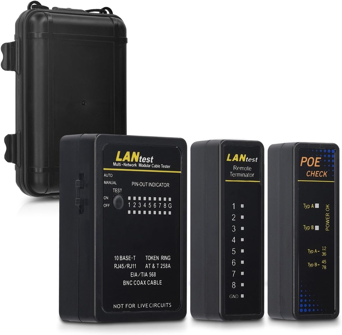 kwmobile Network Cable Tester w/PoE – LAN, Ethernet Network RJ45, RJ11 ...