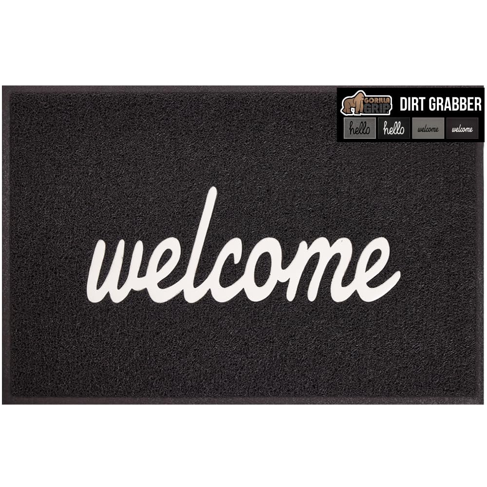 Gorilla Grip 100% Water Resistant All Weather Hello Door Mat, Dirt ...