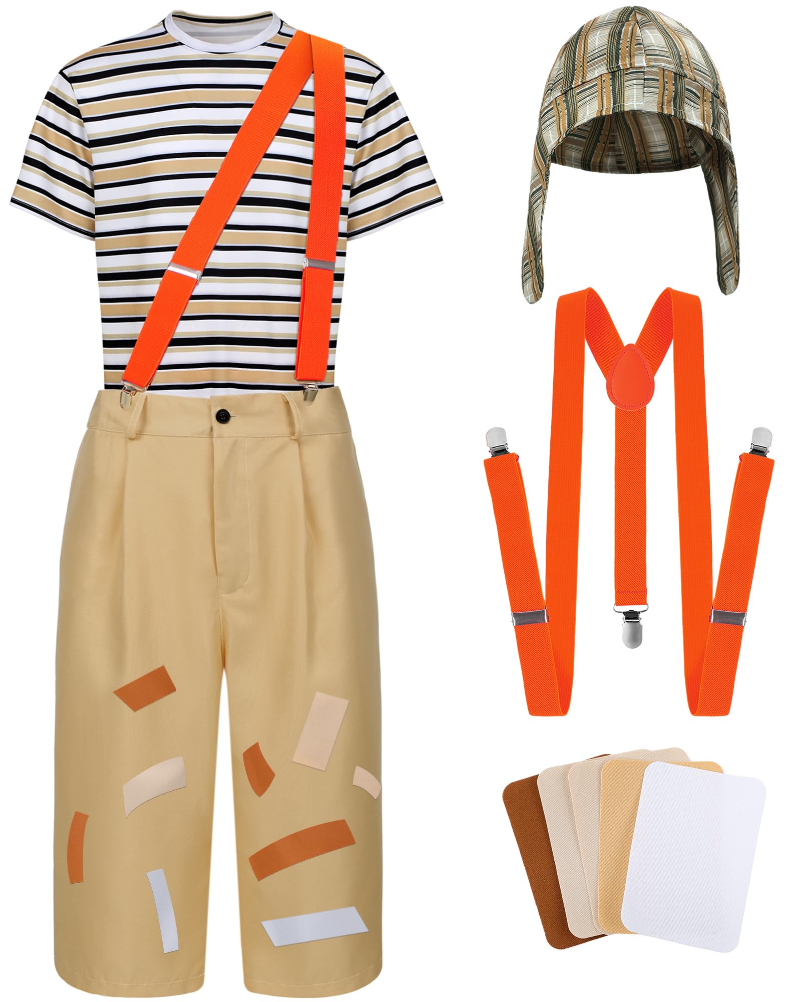 Ramede 9 Pcs Adults Halloween Sitcom Costume Set Striped T-shirt Pants ...