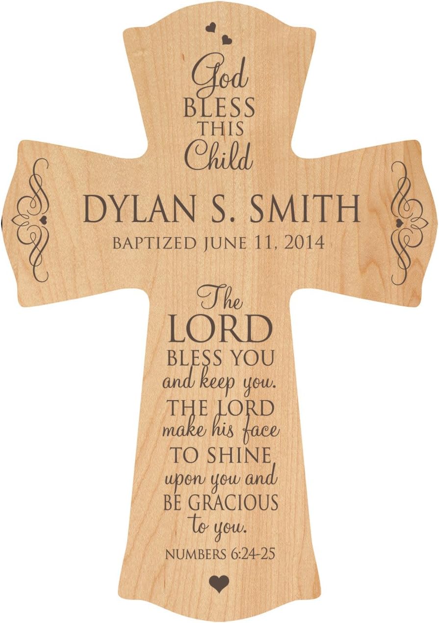 Amazon.com: Personalized Baptism Cross for Boys & Girls for Table or ...