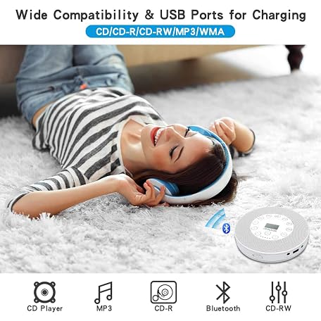 Mua Rechargeable Portable Bluetooth CD Player,Lukasa Compact Music CD ...