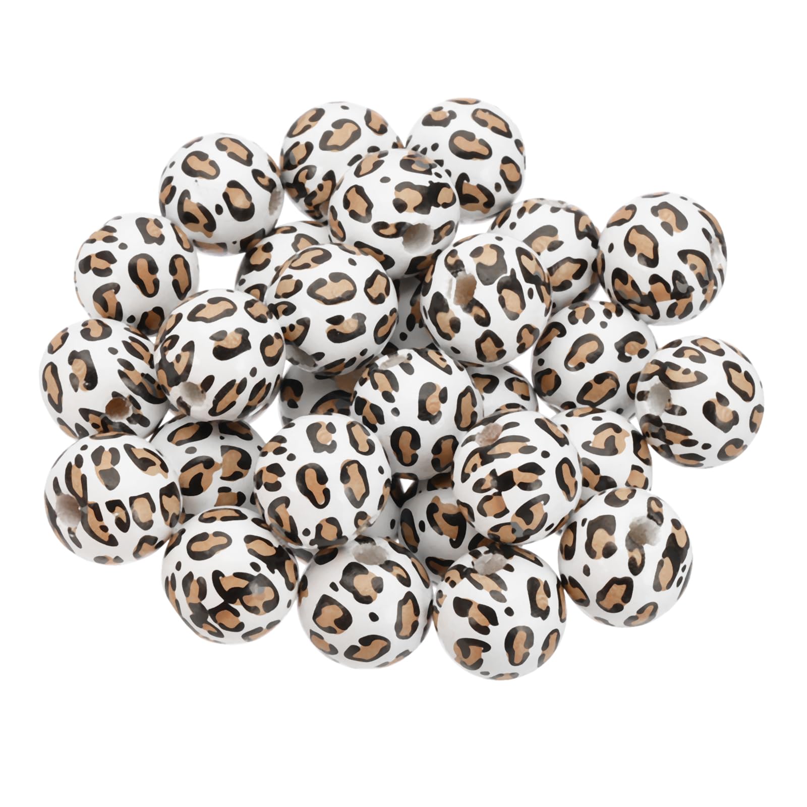 PATIKIL 30PCS Wooden Beads, 16mm Leopard Print Wood Beads Bulk DIY ...