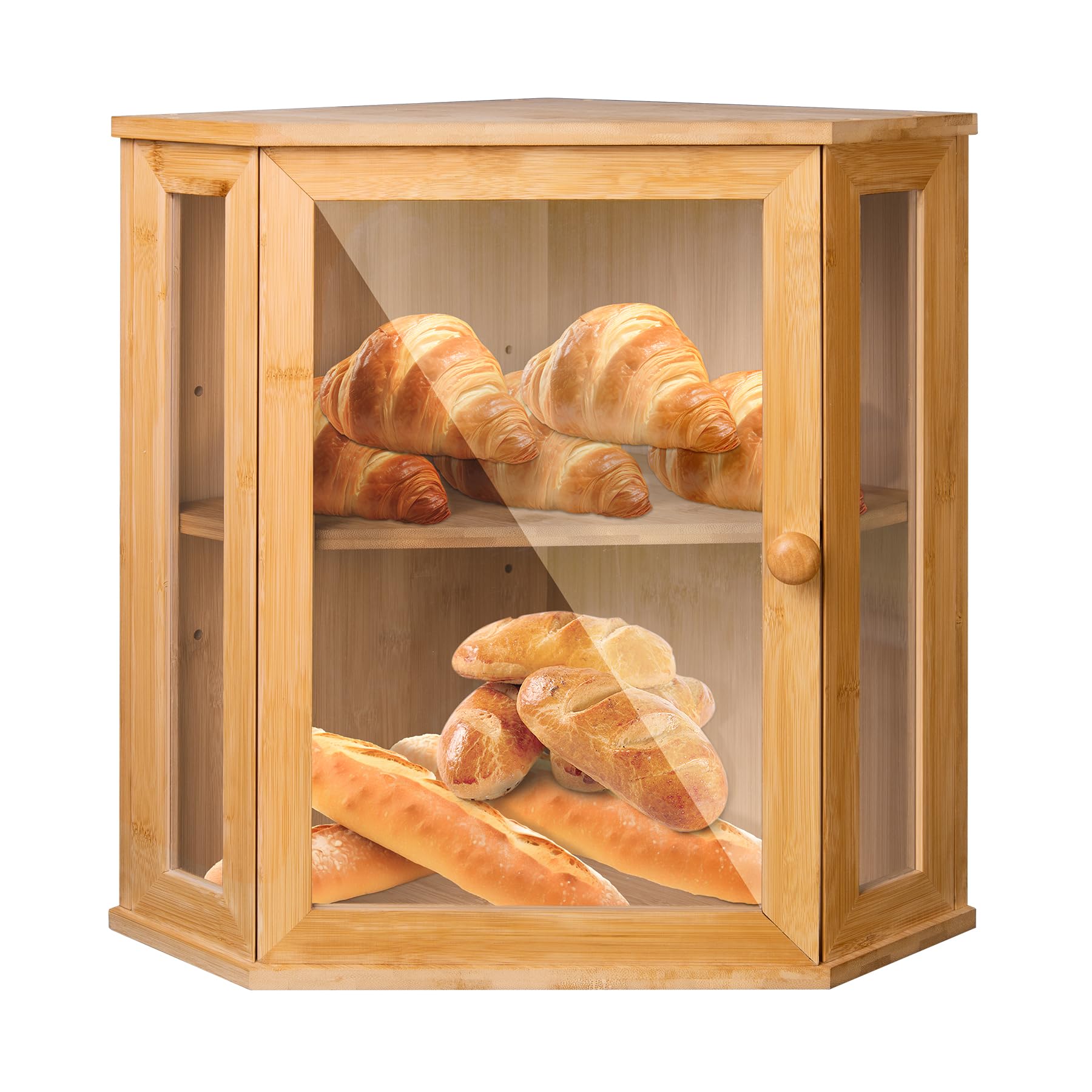 SECIVLOT Bread Box for Kitchen Countertop,Bamboo Large Bread Container ...