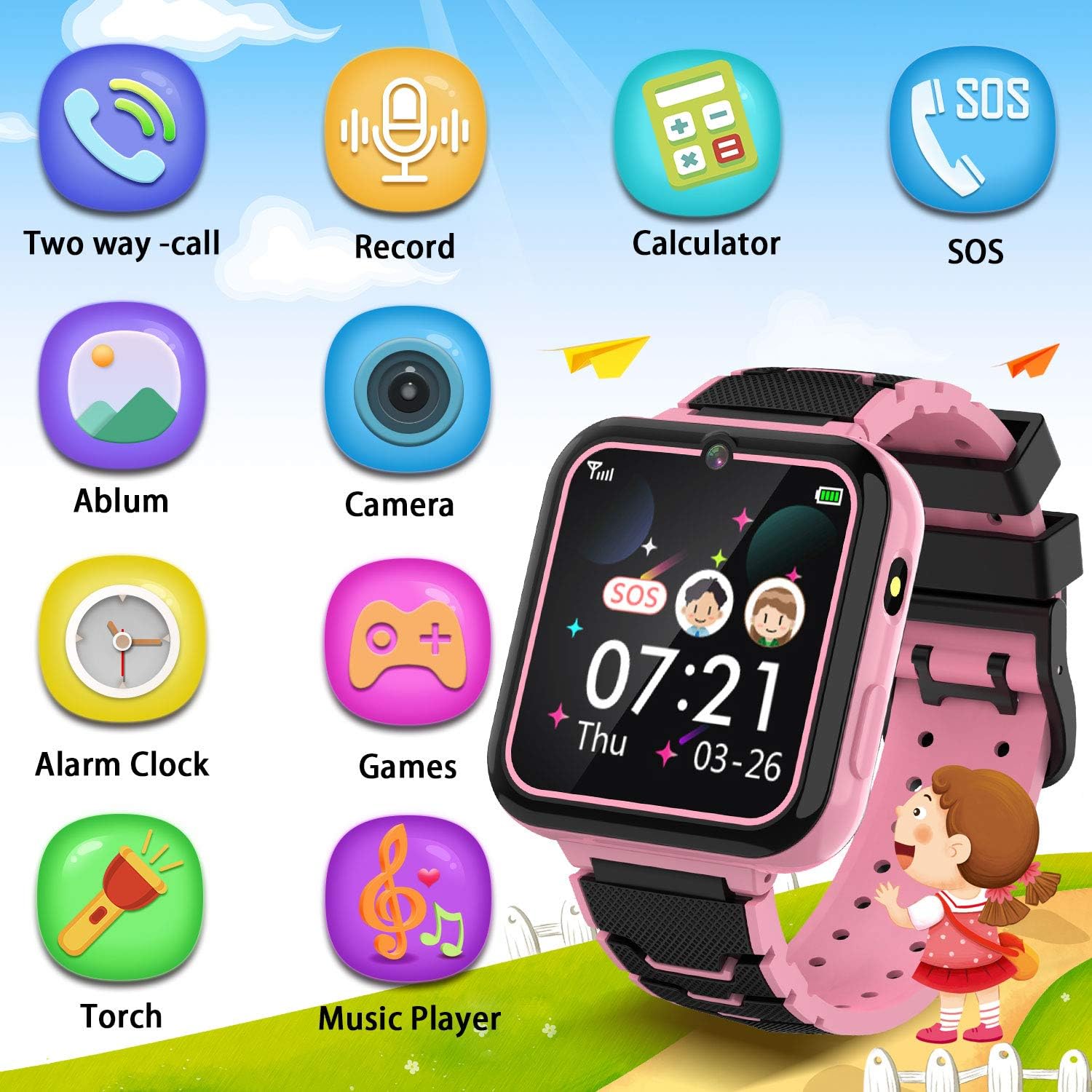 Kids Smart Watch for Boys Girls,Kids Watch Phone with HD Touch Screen ...
