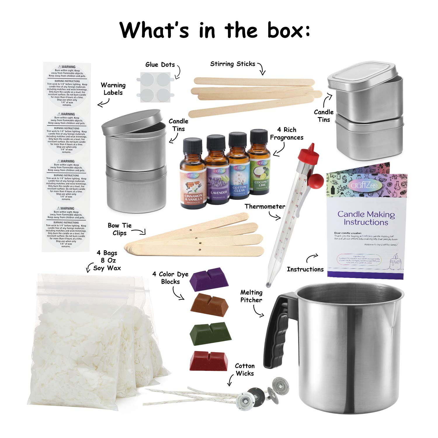 Complete DIY Candle Making Kit Supplies By CraftZee Create Large 