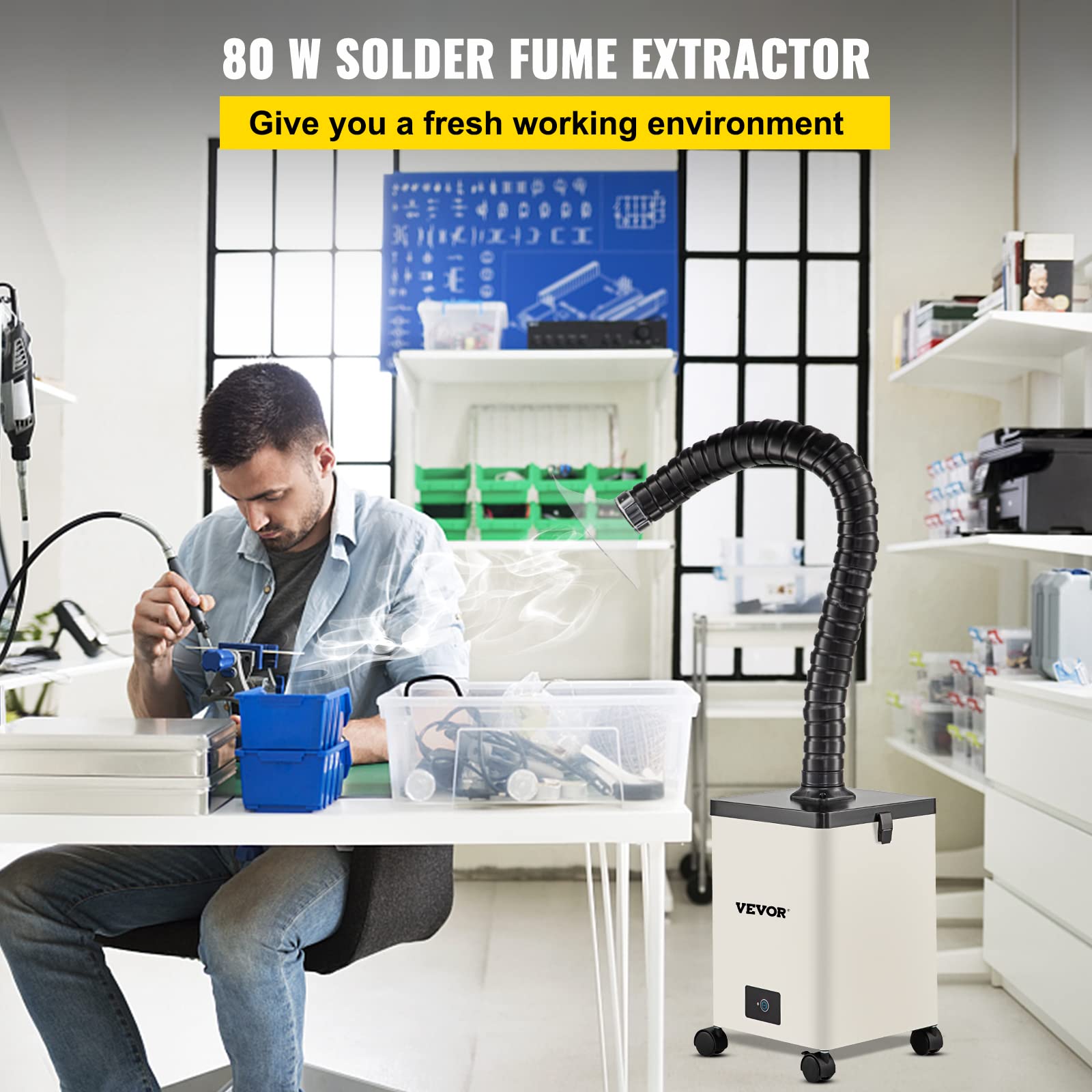 Mua VEVOR Solder Fume Extractor, 80W 106 CFM Smoke Absorber, 3-Stage ...