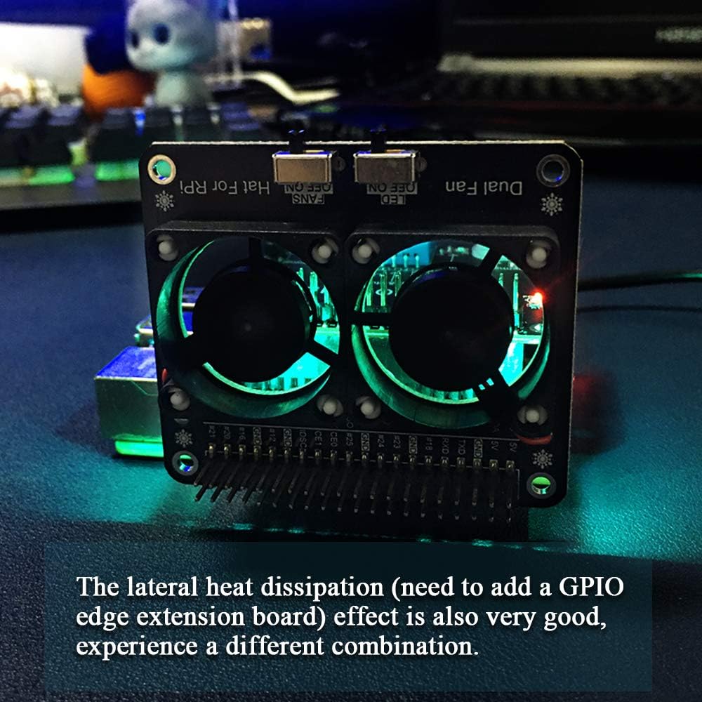GeeekPi Dual Fan Hat Expansion Board with GPIO Pin Header,Controllable ...