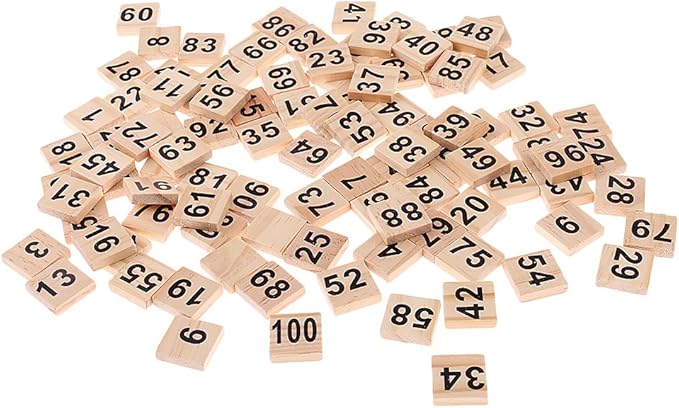 Amazon.com: Dovewill Pack of 100 Wooden Number Tiles 1-100 Black Number ...