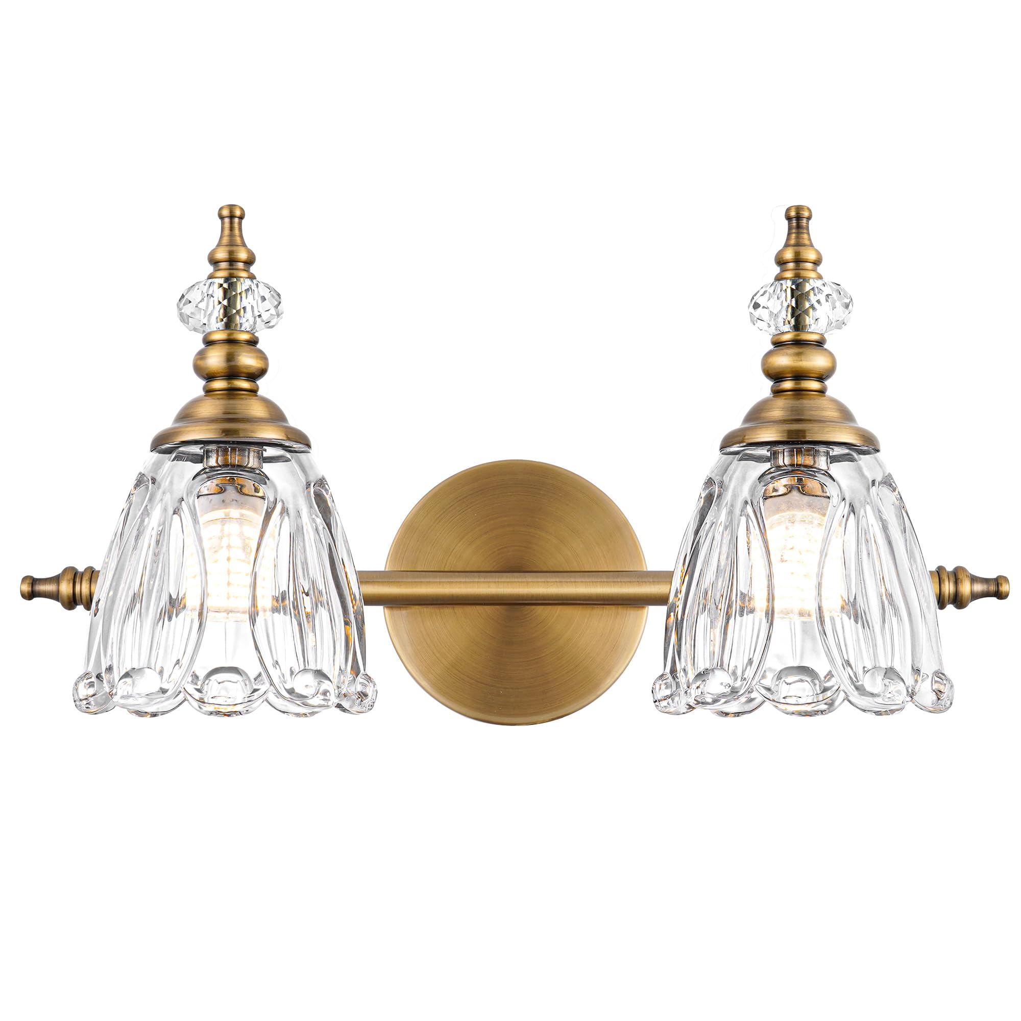 Ditoon Brass Vanity Light, Farmhouse Brushed Gold Bathroom Light Fixtures, 2 Light Vanity Lights ...