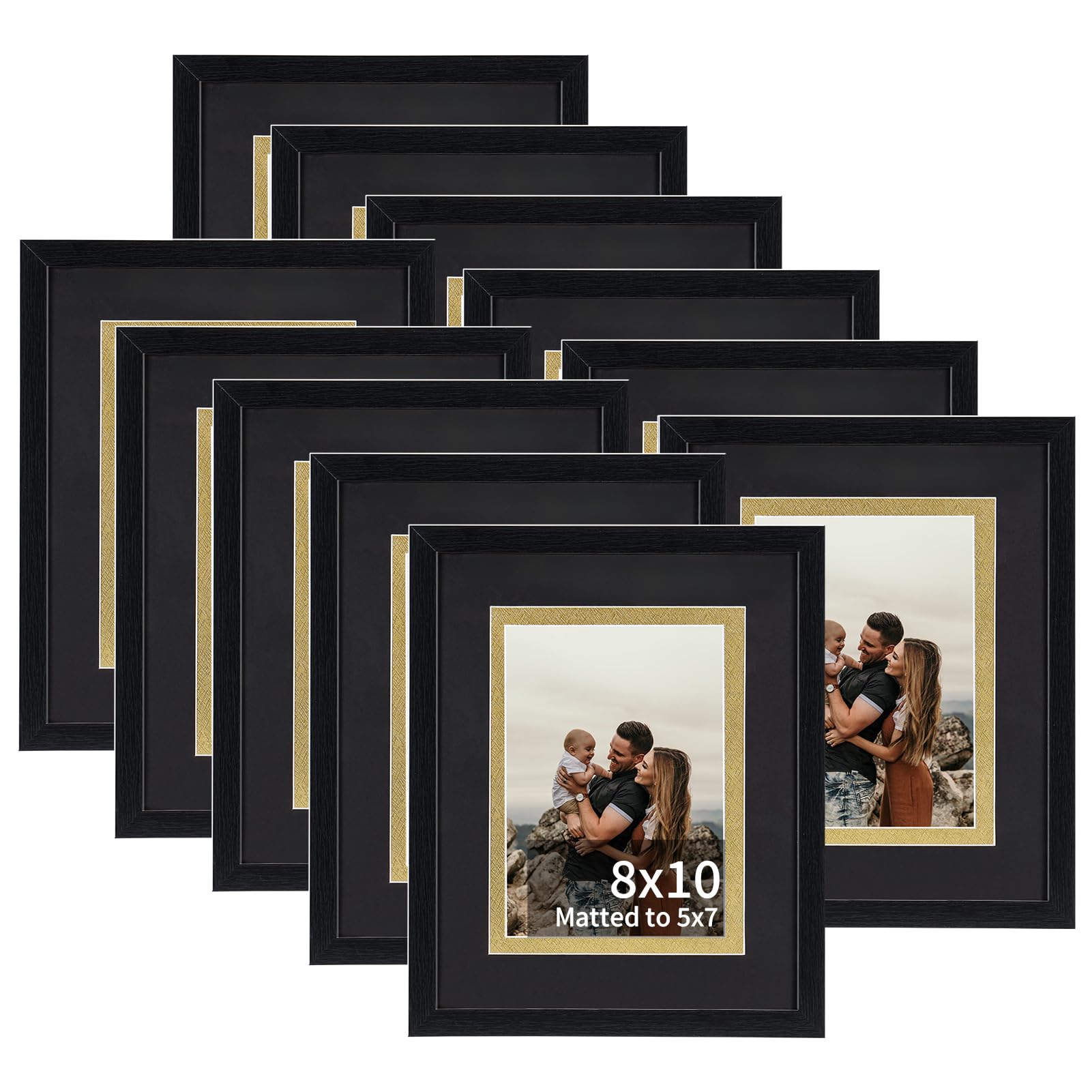 Rempry 8x10 Black Picture Frame, Display Picture 5x7 with Black and ...
