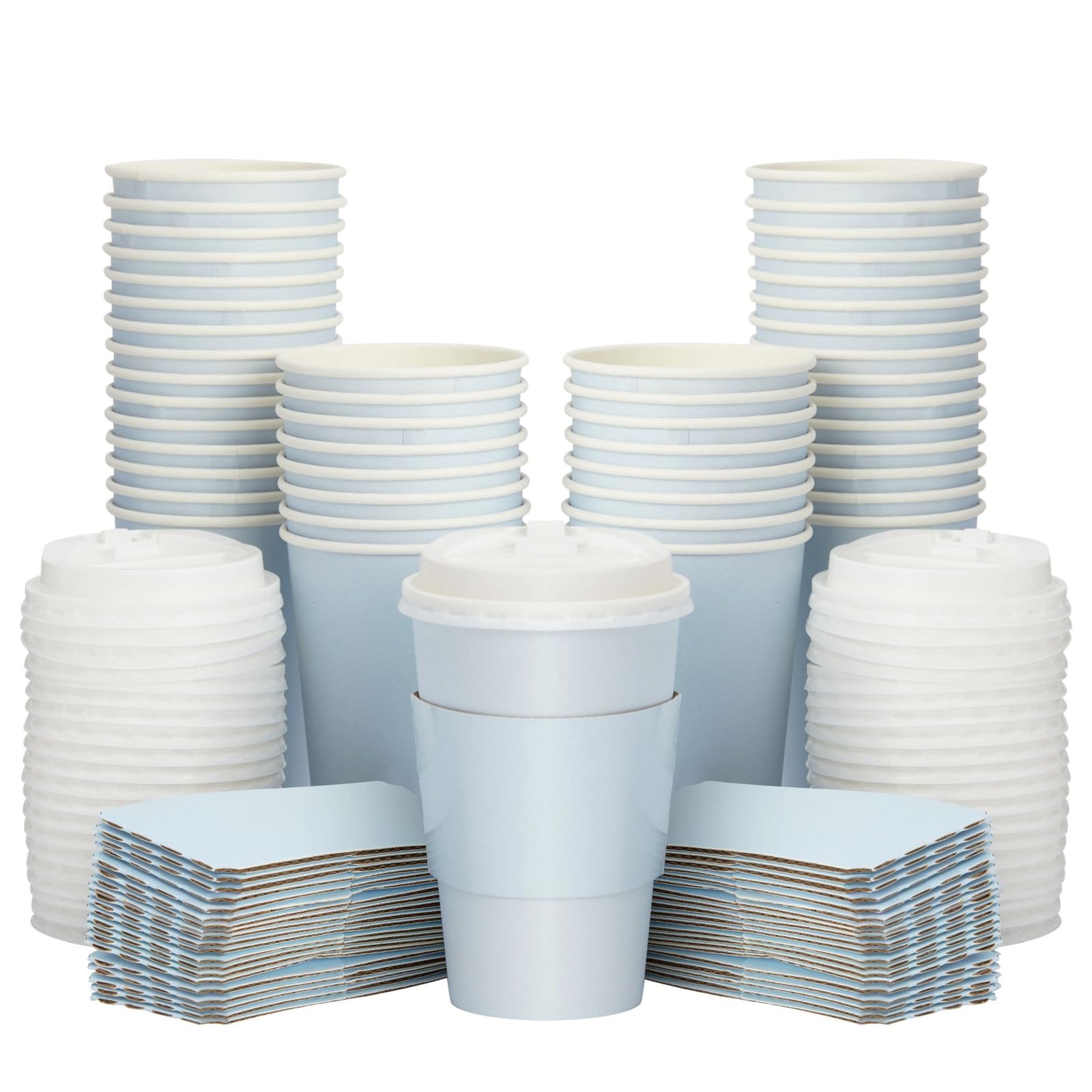Sparkle and Bash 16 oz Disposable Light Blue Paper Coffee Cups with ...