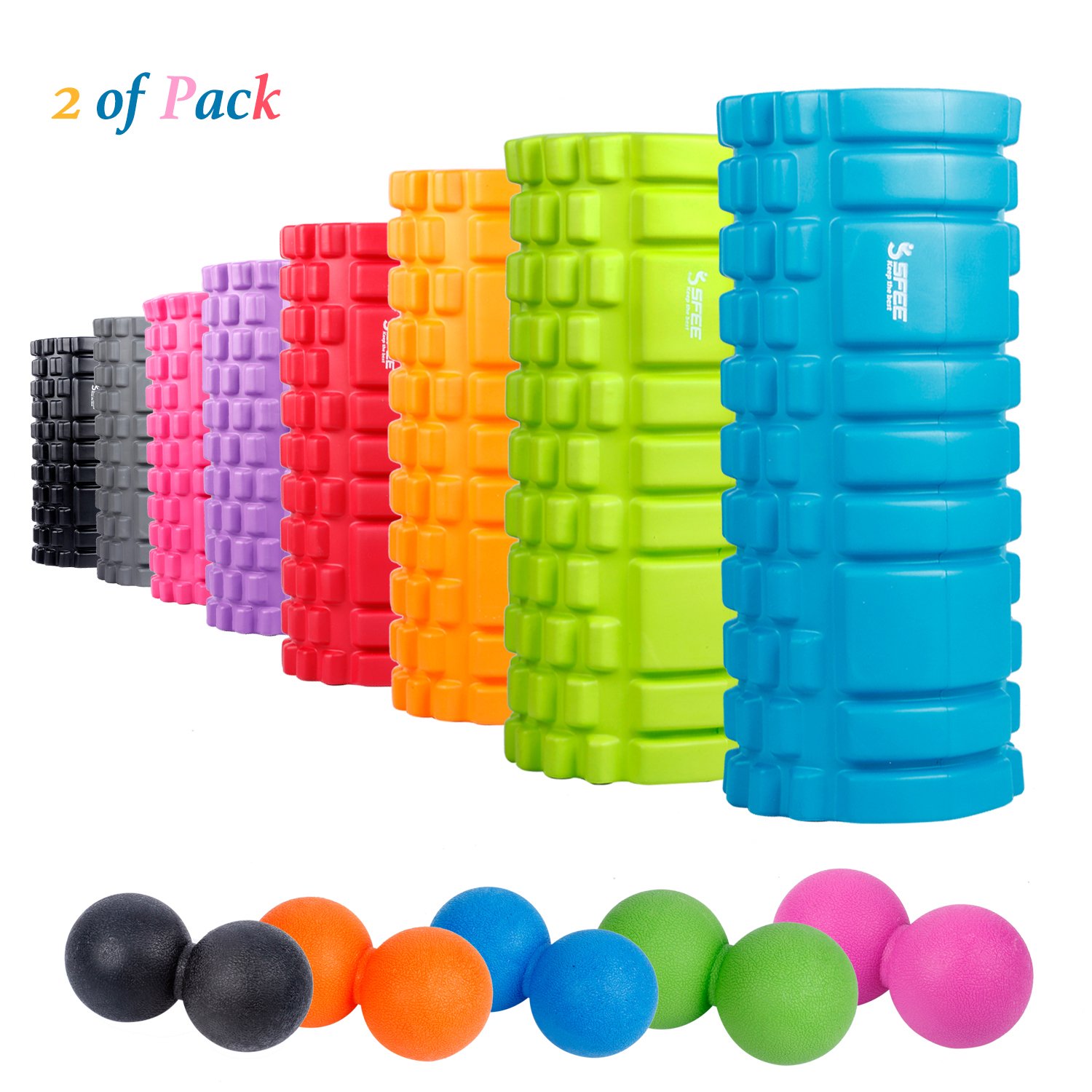 Sfee Foam Roller with Massage Ball-13"x5.5"EVA Muscles Roller Set for ...