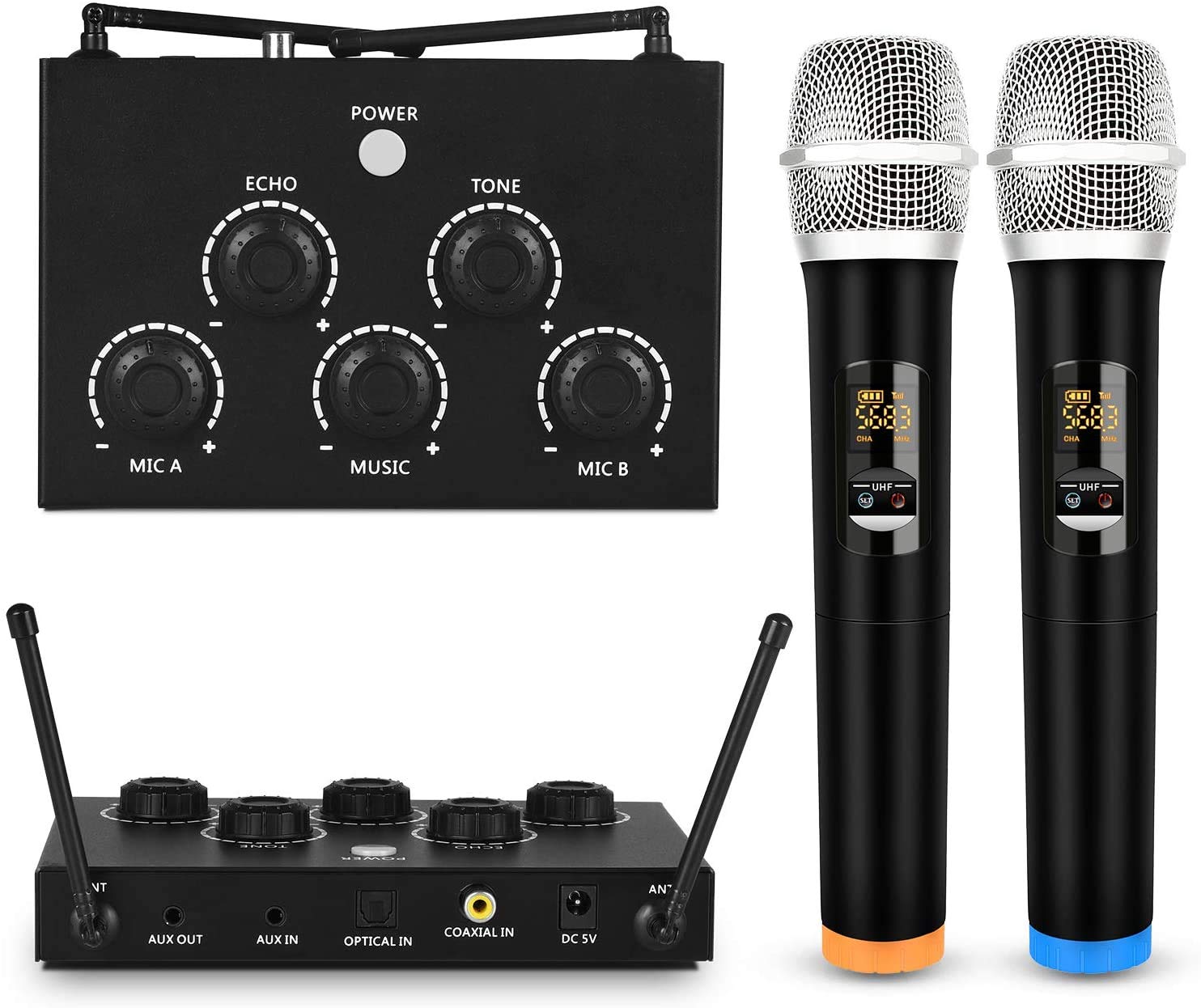 Mua Portable Karaoke Microphone Mixer System Set with Dual UHF Wireless ...