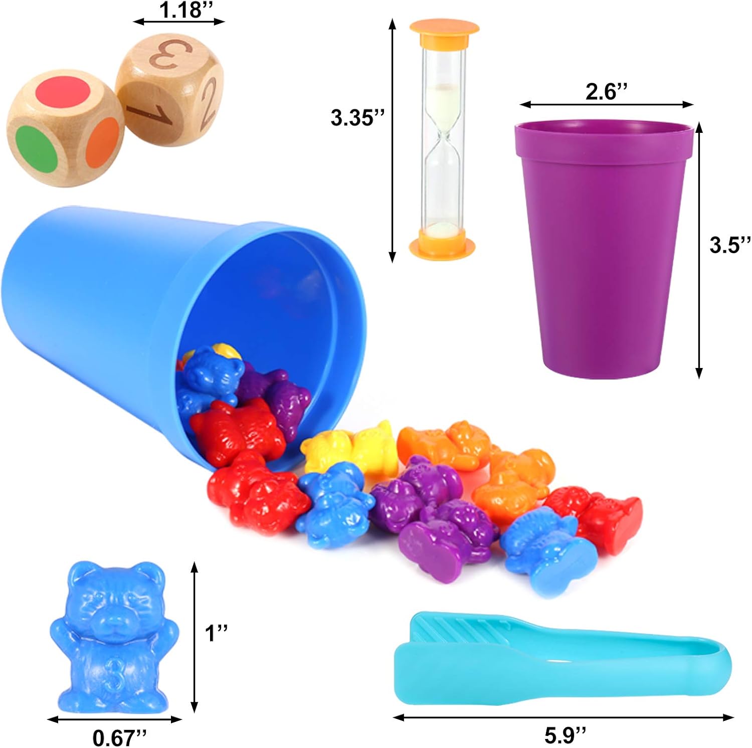 metagio Rainbow Counting Bears Set, 99pcs Colorful Counting Bears with ...