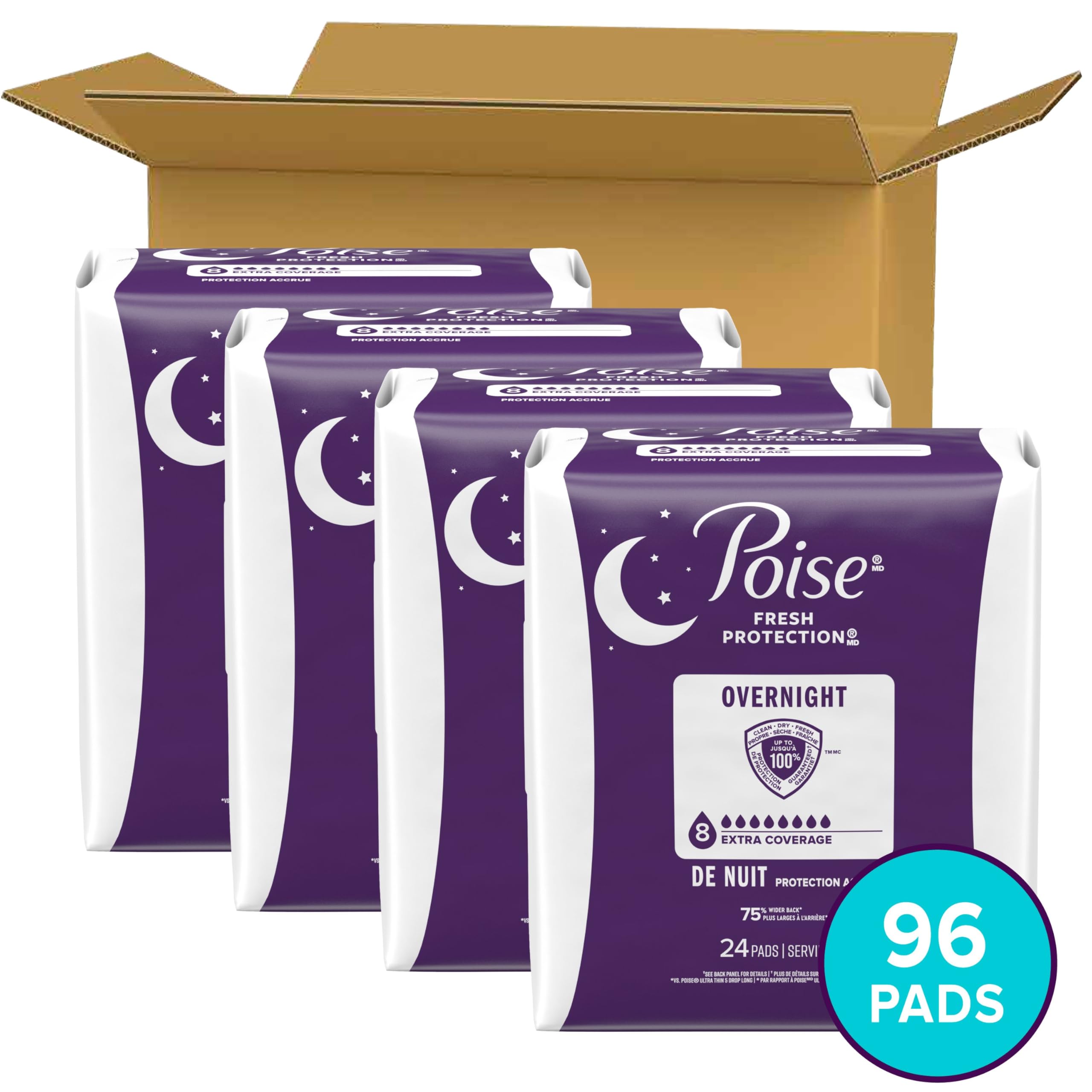 Mua Poise Overnight Incontinence & Postpartum Pads for Bladder Leaks, 8 ...