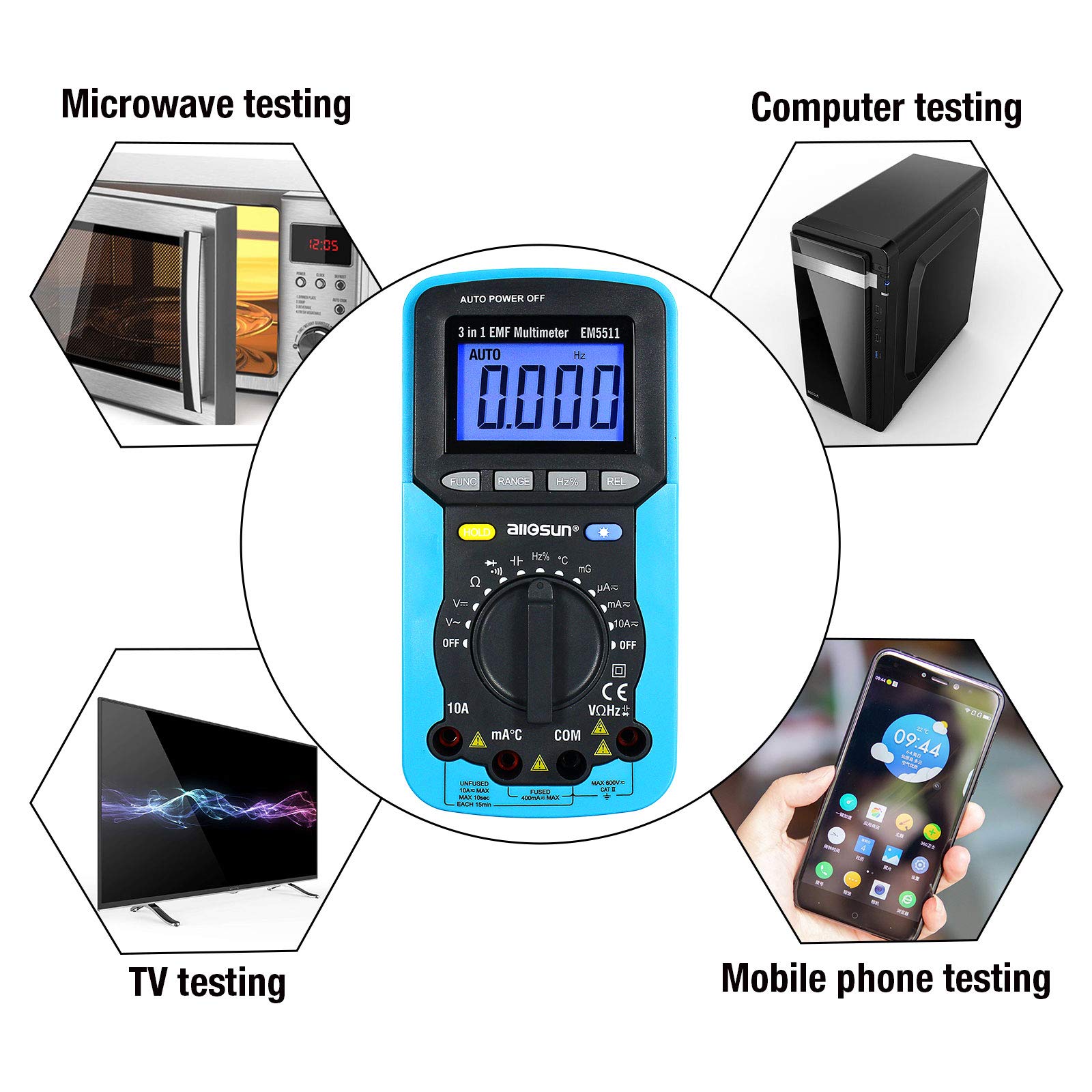 Mua ALLOSUN EM5511 3 in 1 EMF Digital Multimeter Antorange ...