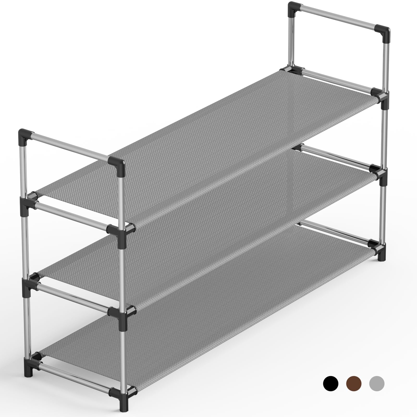 Starunder Shoe Rack with Non-Woven Fabric,Stackable Grey 3-Tier Shoe ...