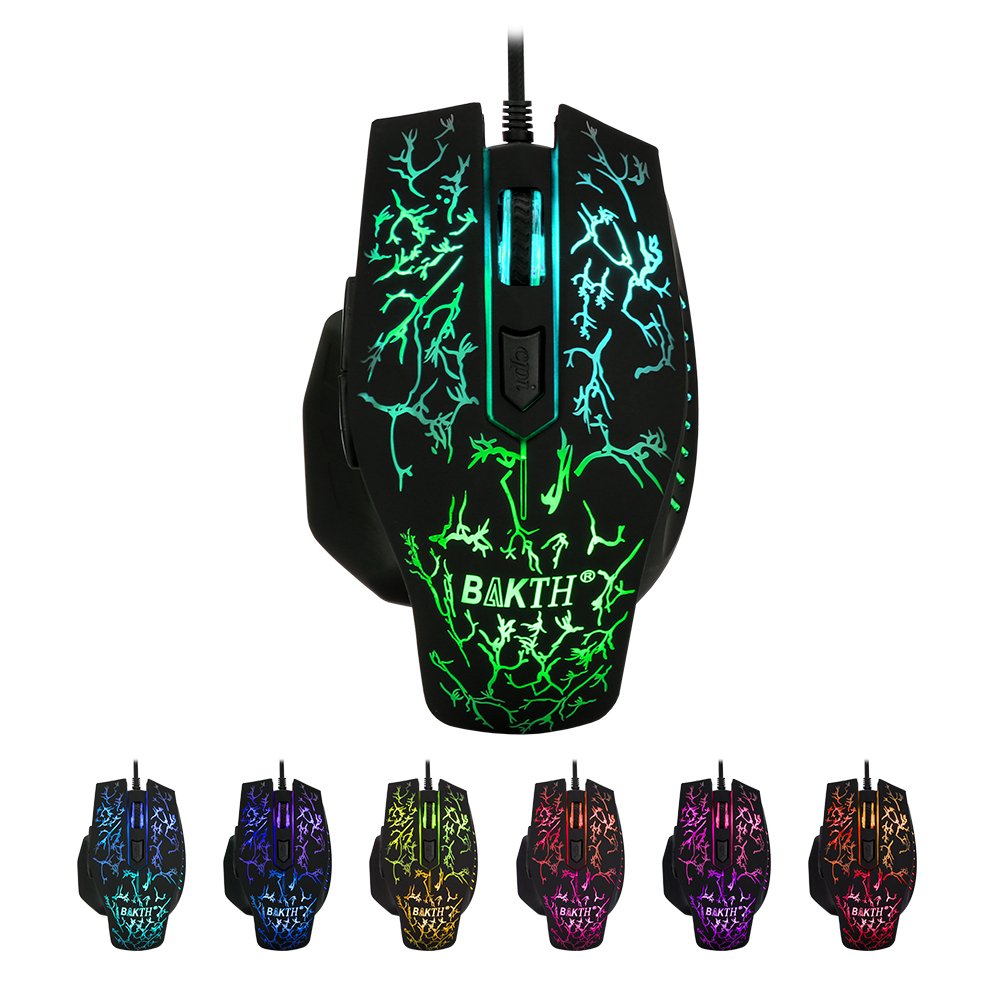 Gaming Keyboard and Mouse Sets - BAKTH 7 Cool Colors LED Backlit Wired ...