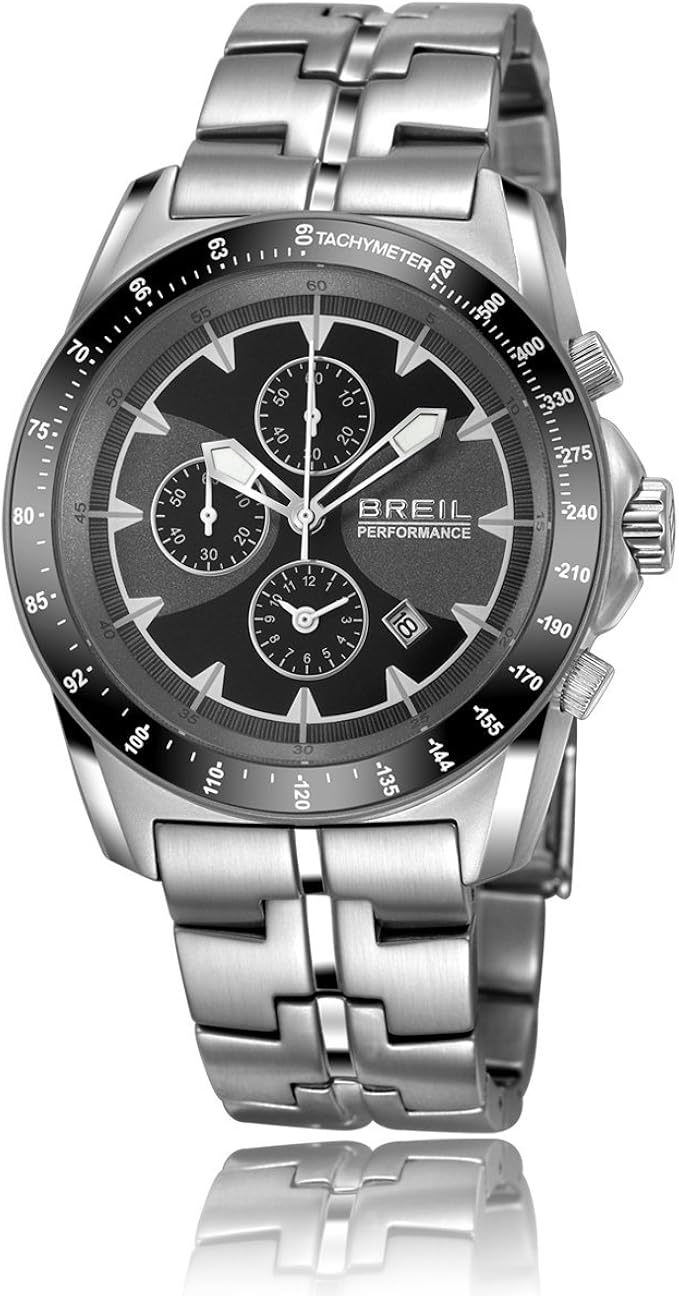 Breil Men's Quartz Watch with Black Dial Chronograph Display and Silver ...