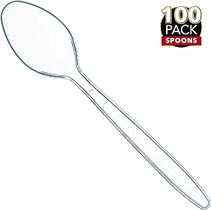 Amazon.com: 100 Clear Plastic Spoons | Heavy Duty Plastic Silverware ...