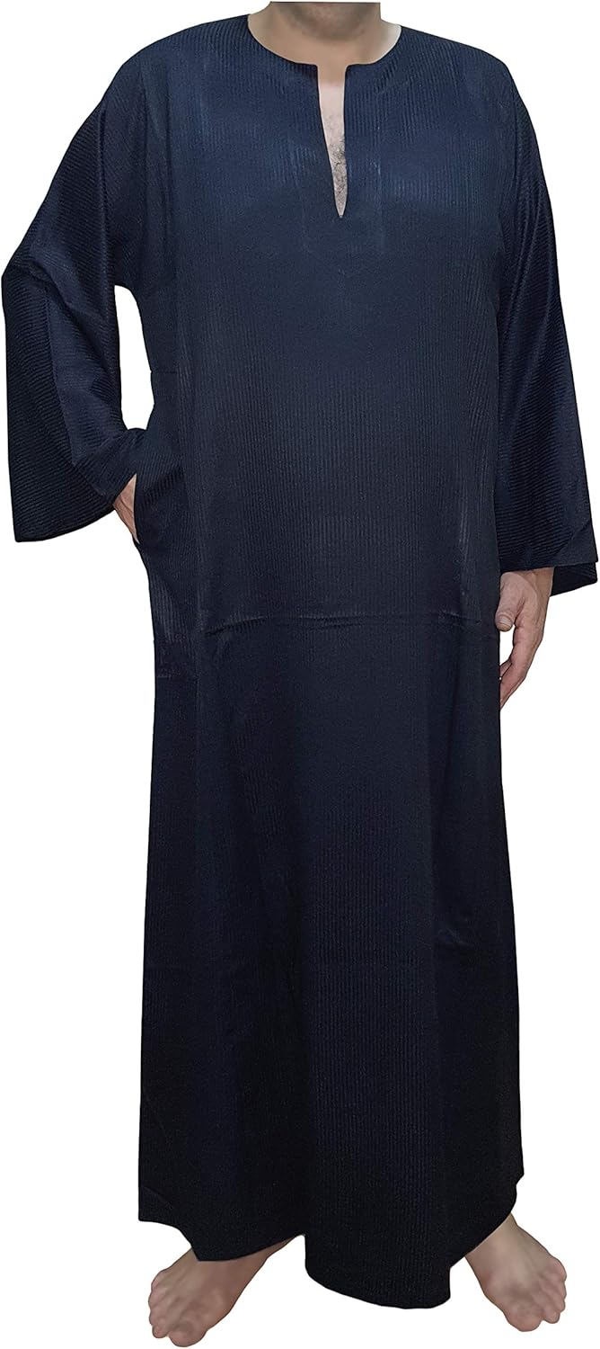 Men Long Sleeve Nightgown Thobe Long Kaftan Ethnic Egyptian Saidi Style ...