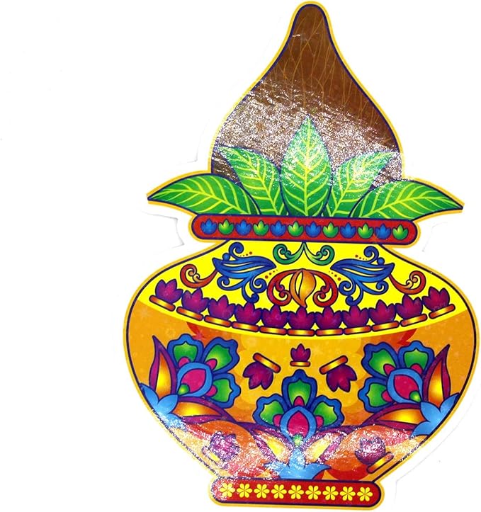 Kumbh Kalash Sticker Diwali Stickers Indian 19 x 14 cm - Puja Gift Item ...