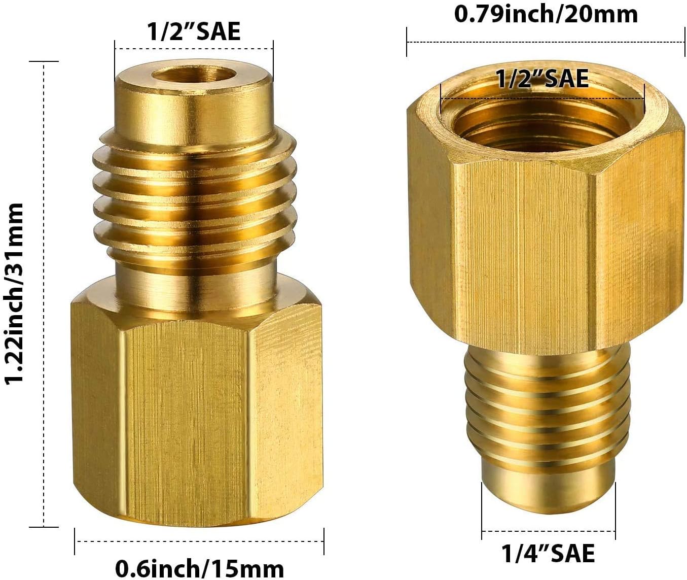 Uooker 4pcs 6015 R134A Brass Refrigerant Tank Adapter to R12 Fitting ...